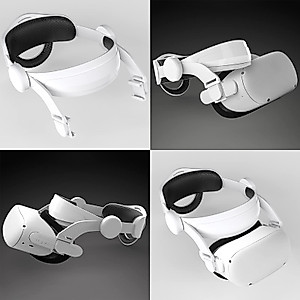 HUAYUWA Adjustable Head Strap with Head Cushion for Oculus Quest 2 VR Accessories, Replacement for Elite Strap Comfortable Protective Headband Enhanced Support and Reduce Head Pressure in VR, White 1