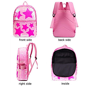 Le Vasty Sequin School Backpack for Girls Boys Kids Cute Kindergarten Elementary Book Bag Bookbag Glitter Sparkly Back Pack One_Size
