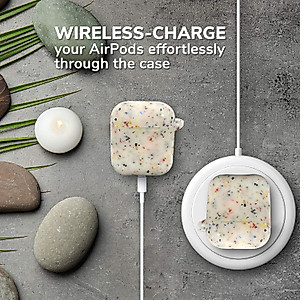 Luxury AirPod 2nd 1st Case Noctilucent Flowers Design Silicone Soft Protective Cover with Keychain Compatible with AirPods 2 & 1 Case for Women and Girls - Front LED Visible