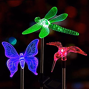 SOLPEX Solar Garden Lights,3 Pack Solar Butterfly Lights Outdoor, Multi-Color Changing Solar Garden Decorations, LED Solar Light Stakes, Solar Yard Lights for Patio, Lawn & Garden, Solar Bird Lights…
