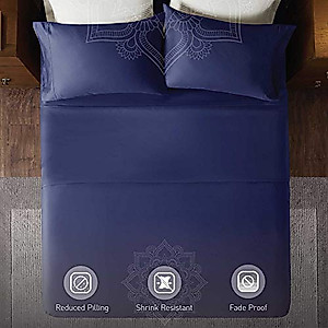Hyde Lane Luxury 1000 Thread Count 100% Cotton Sheets for Queen Size Bed | Very Comfy Soft & Thick with Deep Pocket - Fits 16"-20" Thick Mattress | 4 PC Sateen Weave Bed Sheet Set Queen (Navy)