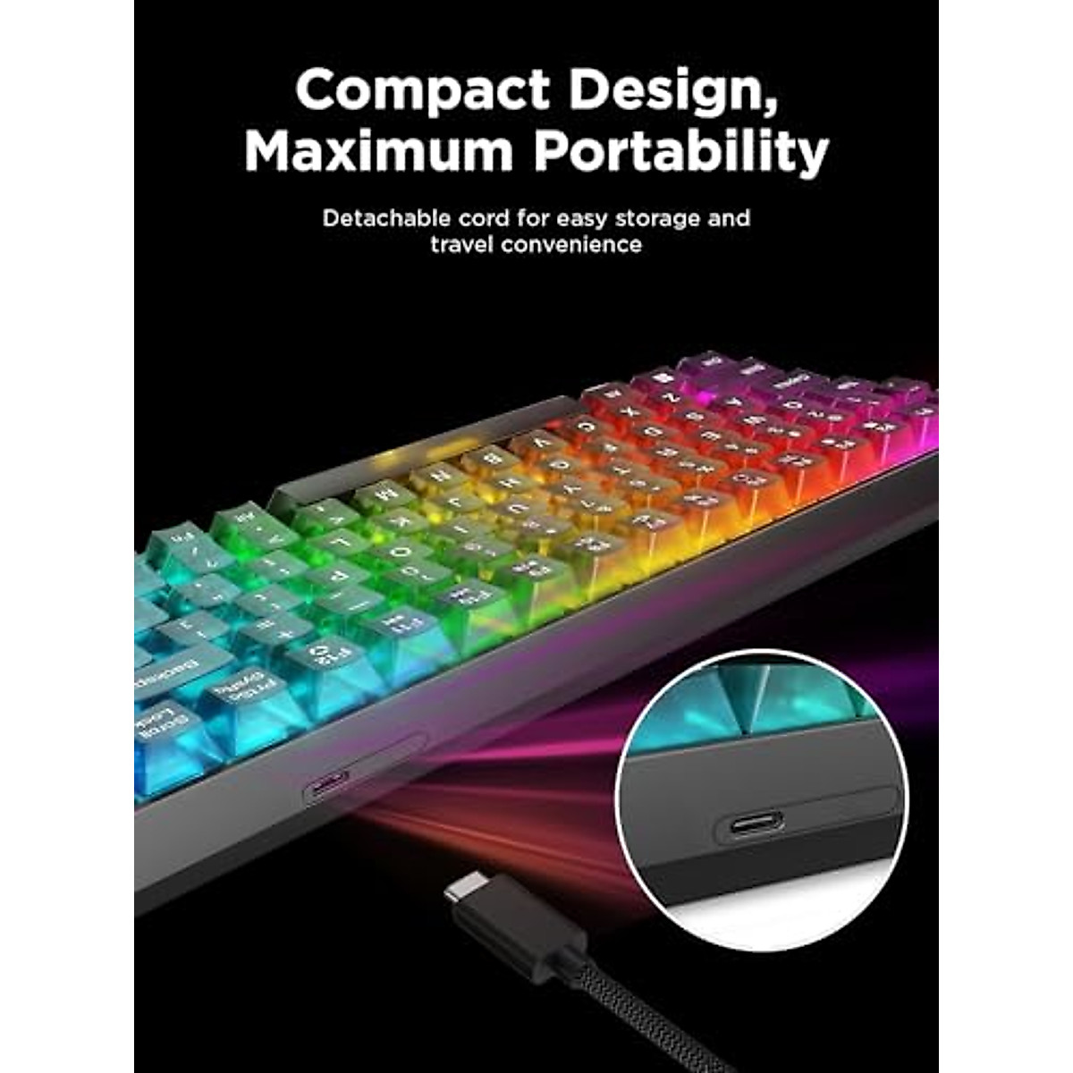 Lenovo Legion K510 Mini Pro Wired Mechanical Gaming Keyboard - 75% Compact Design, RGB Illumination, Hot-Swappable Mechanical Switches, Programable Keys