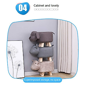 EKUEE Footstool Kids Learning Stool Calf Dinosaur Stool Elephant Hippo Bench Shoes Bench Stool Children Cartoon Stool Solid Wood Animal Stool Toy Doll?Kids (Gray Elephant)