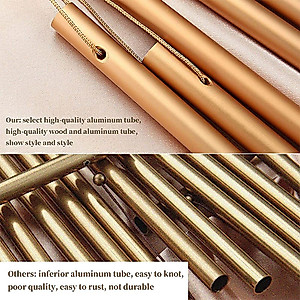 Qinos Memorial Wind Chimes Outdoor, with 12 Aluminum Tubes and Hook, Gentle Breeze Deep Tone Wind Chime, Gold Wind Chimes for Outside Garden Home Decoration Gift, 35 X 4.7 Inches