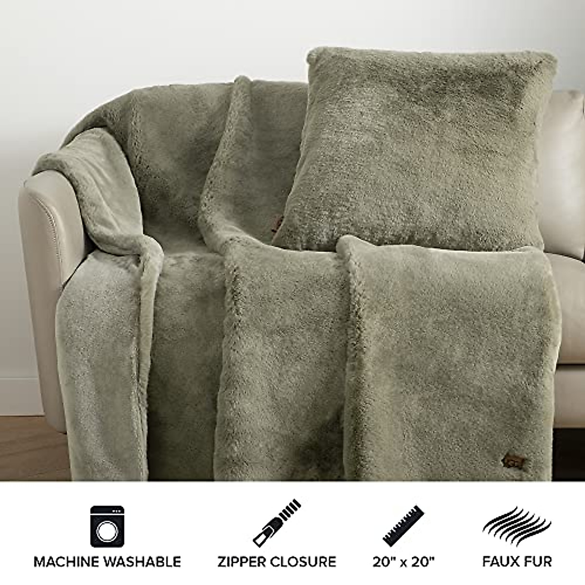 UGG Euphoria Decorative Pillow Throw, Eucalyptus