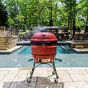 Kamado Joe BJ24RHC Big Joe II 24-inch Charcoal Grill with Cart and Side Shelves, Blaze Red