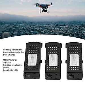 PUSOKEI 3PCS RC Drone Battery, 3.7V 1800mAh High Capacity UAV Battery, Remote Control UAV Battery with Charging Cable, Replacement Battery for SG S6 G6 Q6 RC Drone