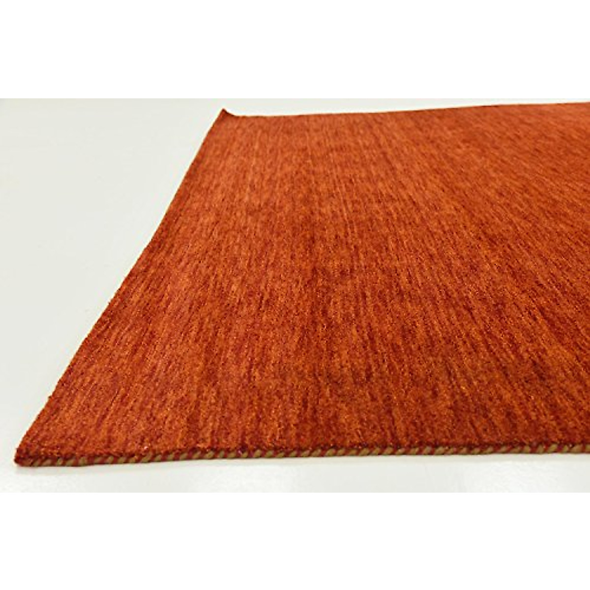 Unique Loom Solid Gava Collection 100% Natural Twisted Wool Modern Terracotta Area Rug (8' x 12')
