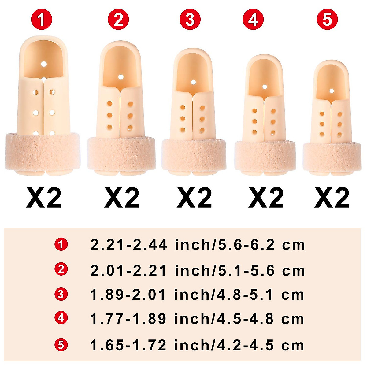 10 Pieces Finger Splint Mallet Finger Support Finger Splint Brace Plastic Finger Support Protector for Adjustable Finger Immobilizer for Basketball Finger Joint Protection, 5 Sizes