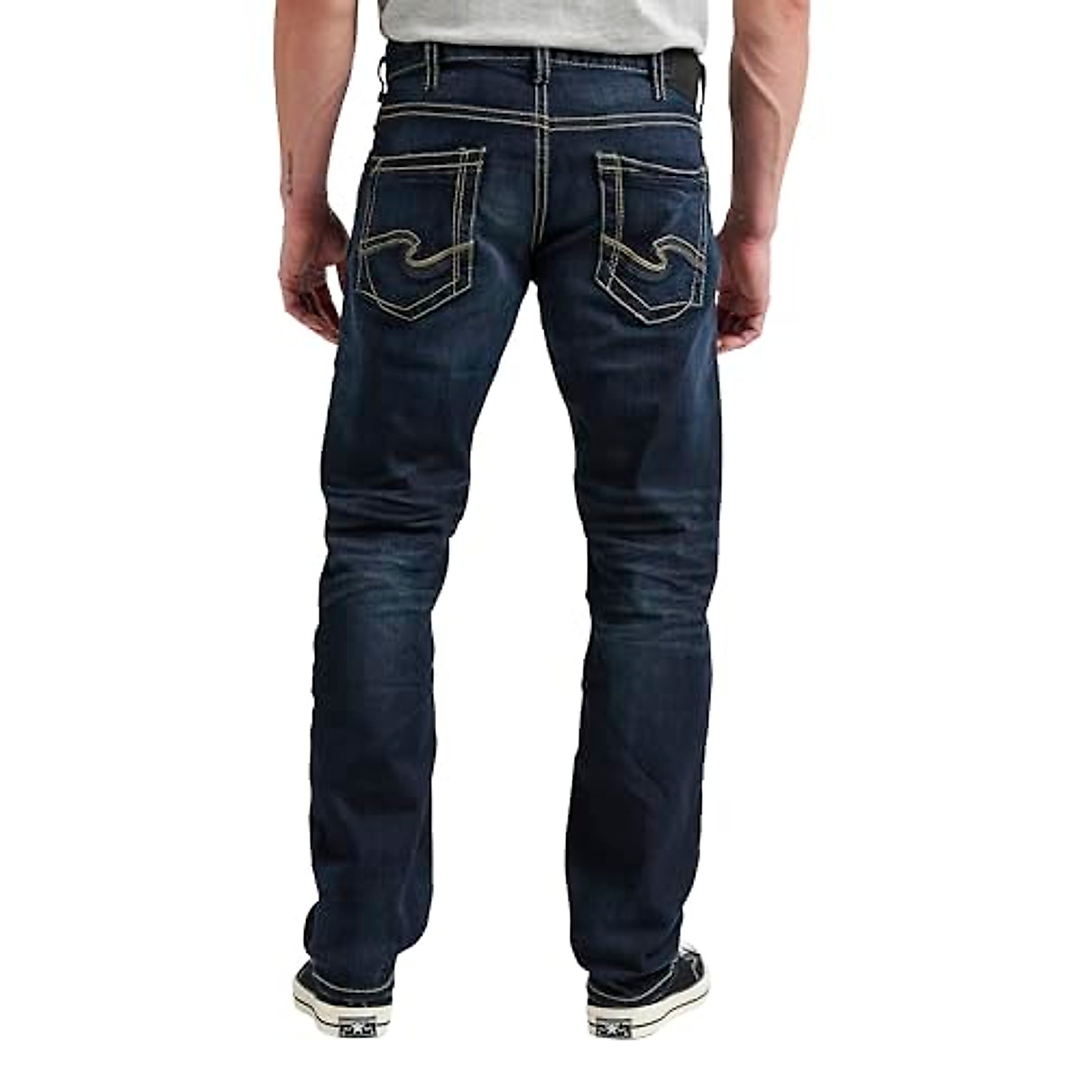 Silver Jeans Co. Men's Eddie Athletic Fit Tapered Leg Jeans, Rinse Wash, 36W x 30L