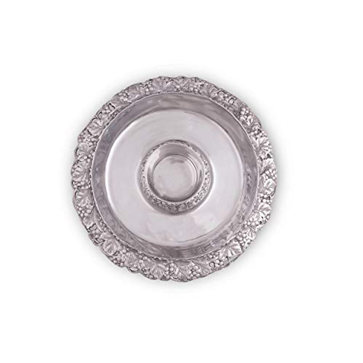 Arthur Court Designs Aluminum Grape Tray with Glass Chilling Bowl Keeps Fruit, Veggies, Cheese, Meat, or Any Chilled appetizers at The Perfect Temperature 14 Diameter x 4.5 inch Tall