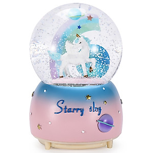 Jewelkeeper Unicorn Snow Globes for Kids - Pink Snow Globe for Girls - Enchanting Unicorns Gifts for Baby Girl - Decorative Snow Globe for Home Decor with Captivating Snowfall Effect, owl Snow Globe