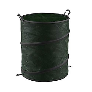 Collapsible Trash Can- Pop Up 33 Gallon Trashcan for Garbage With Zippered Lid By Wakeman Outdoors -Ideal for Camping Recycling and More (Green)