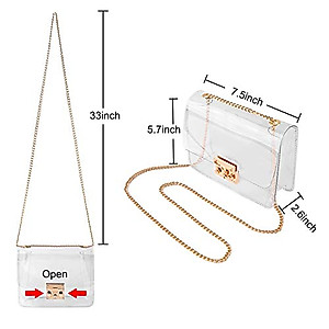 N/C Clear Crossbody Purse Bag, Shoulder Handbag pouch Stadium/Concert Venues Approved Clear Bag for Women (GO) Gold