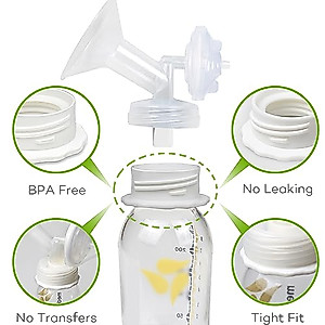 PumpMom Pump Bottle Adapter, Baby Bottle Thread Changer Converter for Spectra S1 S2 Pump Wide Mouth Flanges to Use Standard Sized Bottles. Compatible with Medela, Ameda, Dr. Brown Narrow Neck Bottles