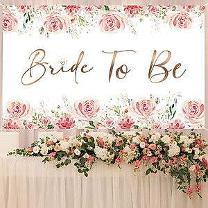 Vlipoeasn Bride to Be Banner Backdrop, Flower Bachelorette Party Decorations, Rose Gold Bride to Be Sign for Bridal Shower Decorations, Bridal Shower Party Supplies