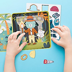 Stephen Joseph, Travel Tin Magnetic Dress Up,Bunny and Cat Small, 40 unique pieces