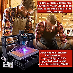 2 in 1 7000mW CNC 3018 Pro Engraver Machine,GRBL Control 3 Axis DIY Router Kit Plastic Acrylic PCB PVC Wood Carving Milling Engraving Machine with Offline Controller+10PCS Router Bit