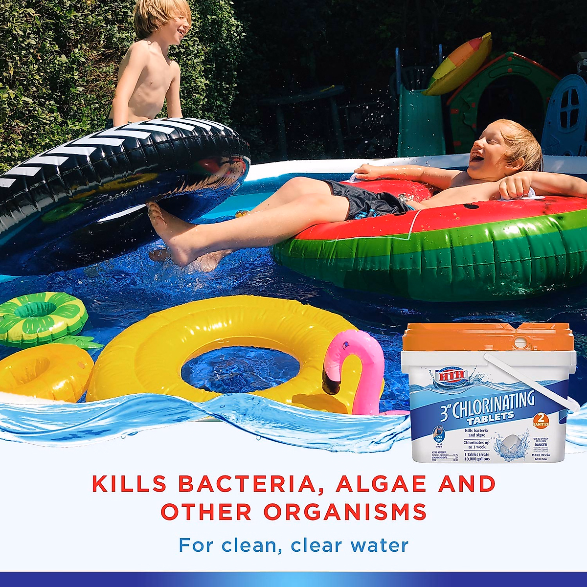 HTH 42040 Super 3-inch Chlorinating Tablets Swimming Pool Chlorine, 25 lbs