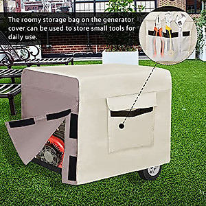 XYZCTEM Heavy Duty Waterproof Universal Generator Cover 38 x 28 x 30 inch - fits up to Most Generators 5500-15000 Watt, Beige & Khaki