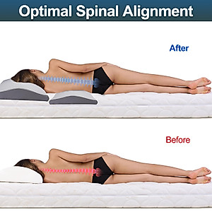 Lumbar Support Pillow for Sleeping Memory Foam Pillow for Back Pain Relief,Side, Back,Legs,Stomach Sleepers,Waist Support Cushion Pregnant Woman Hip Knee Spine Alignment Sciatic Nerve (Large Size)