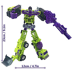 SU KE DA GT Engineering Green Alloy Combiner 6 in 1 Construction Vehicles into Car Truck Bucket Loader Model for Boys & Girls 25cm, SU KE DA-002