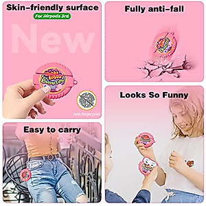 Mulafnxal Case for Airpods 3 3rd Generation Cute Soft Silicone 3D Funny Fun for Air pod 3 (2021) Cover Unique Fashion Food Design Skin Cartoon Ring Kits Cases for Kids Boys Girls Teen (Bubble Gum)