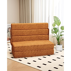 Zenzy Five Folding Sofa Bed, [Higher Backrests] [Luxury Corduroy] 6" Foldable Memory Foam Sleeper Chair, Floor Couch Foldable Mattress for Living Room/Dorm/Guest Room/Apartment, 75"x38"x6" Twin Size