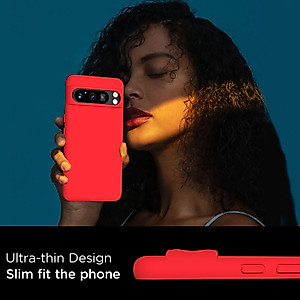 COFFKER Compatible with Pixel 8 Pro Case, Liquid Silicone Case, Full Body Shockproof Protective Cover,【Soft Microfiber Lining】 Slim Thin Phone Case for Google Pixel 8 Pro 6.7 inch, Red