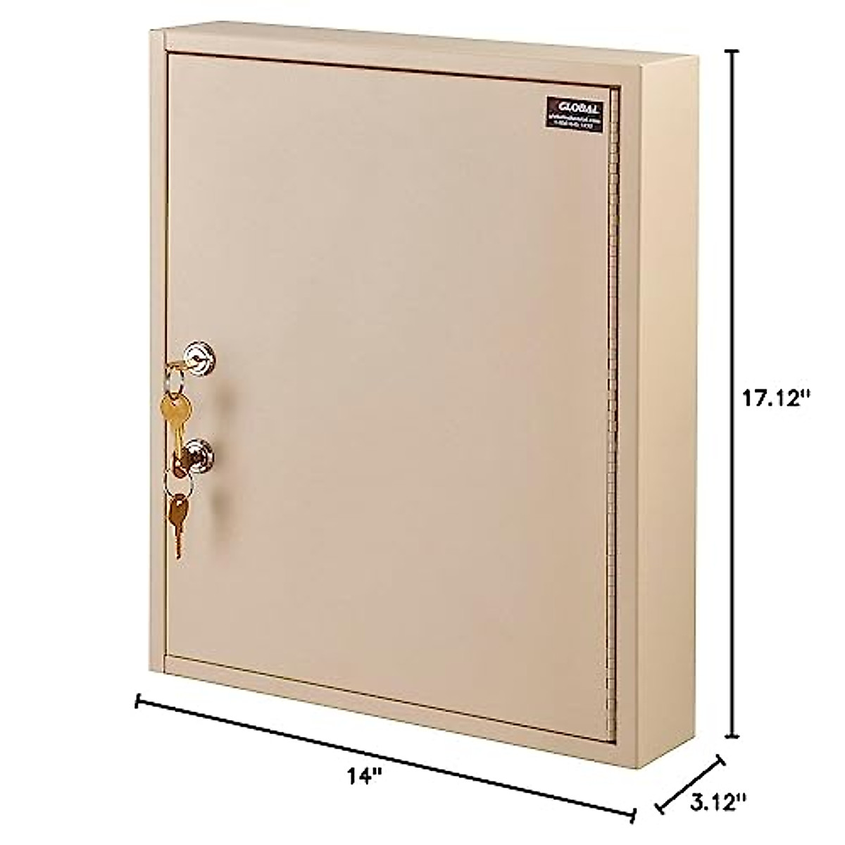 Global Industrial Medical Security Cabinet with Double Key Locks, 14"W x 3-1/8"D x 17-1/8"H, Beige