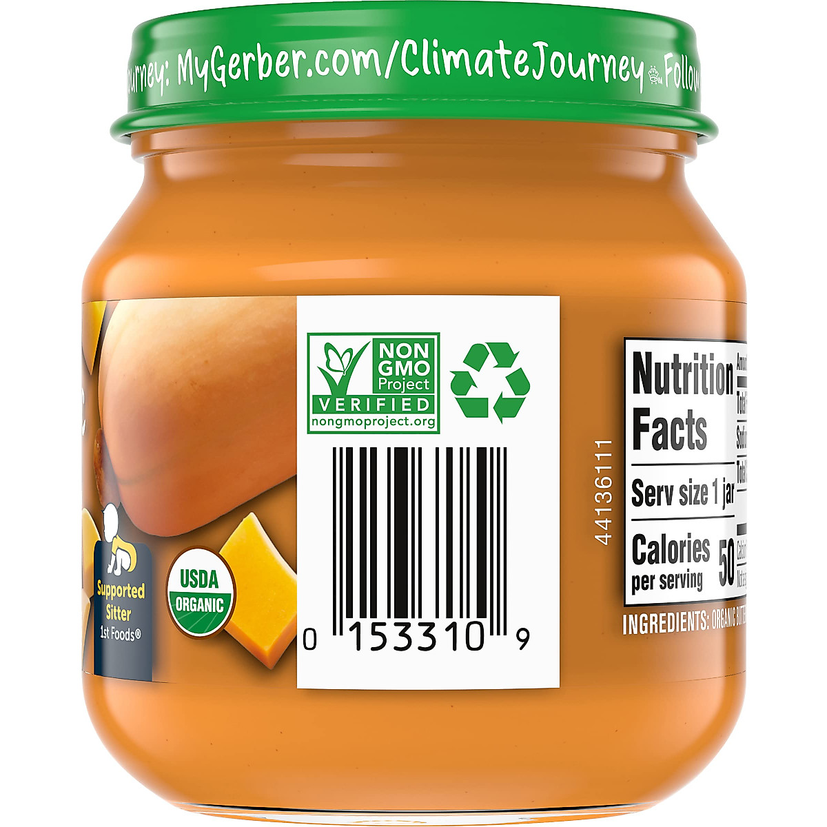 Gerber Organic for Baby 1st Foods Baby Food Jar, Butternut Squash, USDA Organic & Non-GMO Pureed Baby Food for Supported Sitters, 4 OZ Glass Jar (Pack of 10)