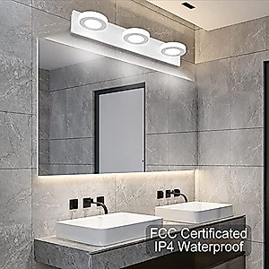 yotutun Bathroom Vanity Lights Over Mirror 3 Light LED Vanity Light Fixture, Modern Bathroom Light Fixture and LED Bathroom Lights, Matte White 10W 1200Lumen