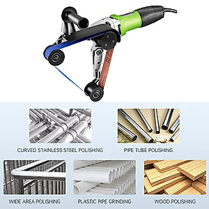 VICSES 110V 800W Pipe Tube Polisher Stainless Round Sander 360° Rotation and 6 Speeds Adjustable with Alumina Oxide Sanding Grinding and Polishing