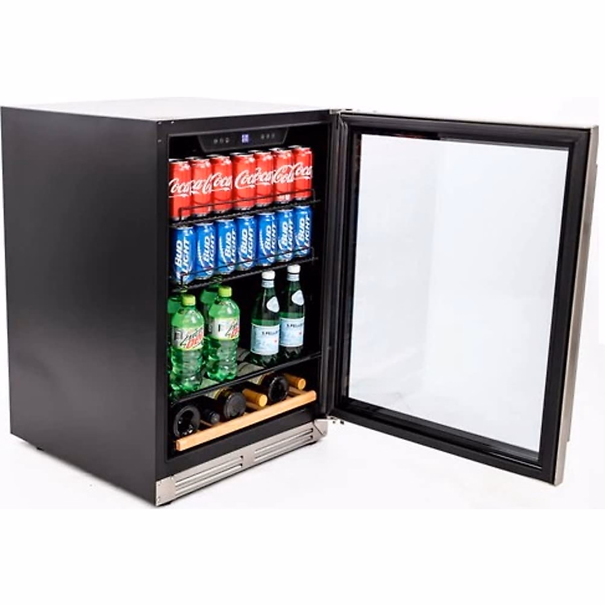 Avanti BCF54S3S Beverage Cooler with Glass Door 126 Can Mini Refrigerator with Lock for Beer Soda Water Wine with Digital Temperature Control, 5.8 cu. ft, Black