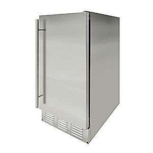 BRAMA Ice Maker Machine 50/lbs. Ice Daily Undercounter Built-in or Freestanding Stainless Steel Construction with Reversible Door and Auto Shut Off for Indoor or Outdoor Use, Metallic