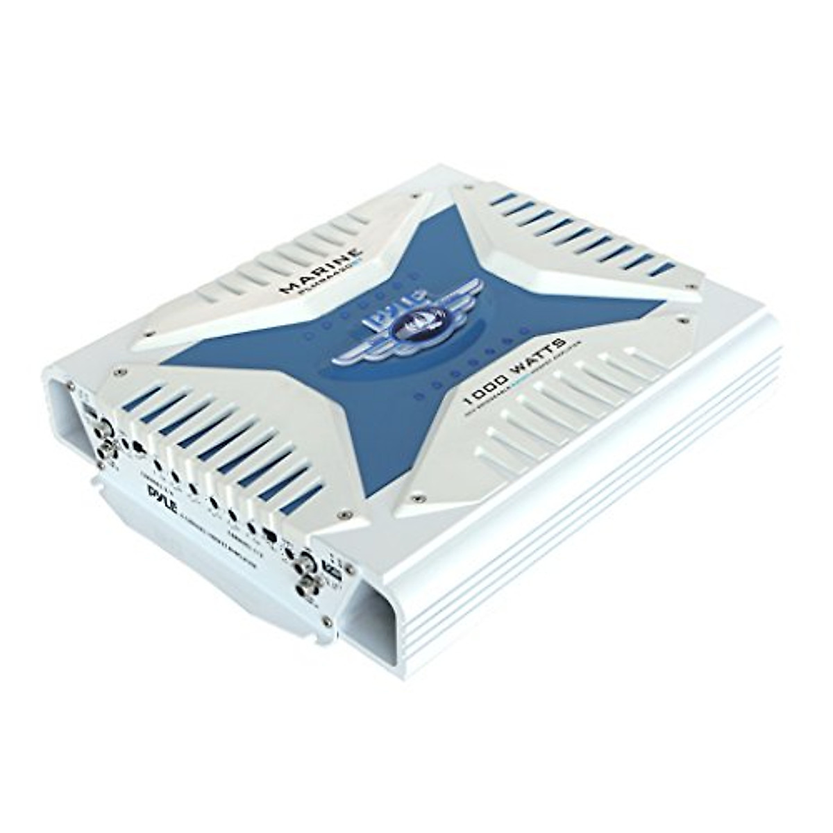 Pyle 2.1 Bluetooth Marine Amplifier Receiver - Waterproof 4 Channel Audio Amp & PLMRW8 8-Inch Outdoor Marine Audio Subwoofer - 400 Watt Single White Waterproof Bass Loud Speaker Water Vehicle