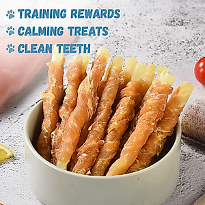 Chicken Wrapped Cod Sticks Dog Treats, Rawhide Free Dog Chewy Natural Training Rewards Snacks Dog Treats for Small Medium Large Dogs 15-17 Counts