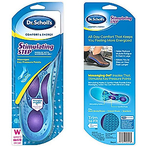 Dr. Scholl's STIMULATING STEP Insoles Massaging Gel Plus Stimulating Nodes for Extra Massaging Action on Key Pressure Areas, for Women's 6-10, also available for Men's 8-13, 2 Count