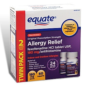 Equate - Allergy Relief - Fexofenadine 180 mg, 60 Tablets (Compare to Allegra Allergy)