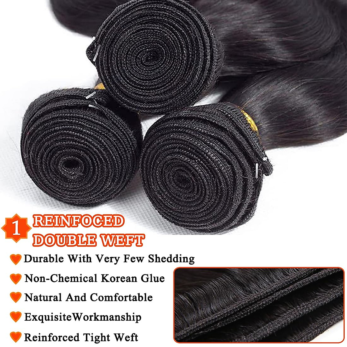 Body Wave Bundles with Closure Human Hair Weave 3 Bundles Human Hair with 4x4 Free Part Lace Closure Human Hair 100% Unprocessed Brazilian Bundles Human Hair Extensions Natural Black