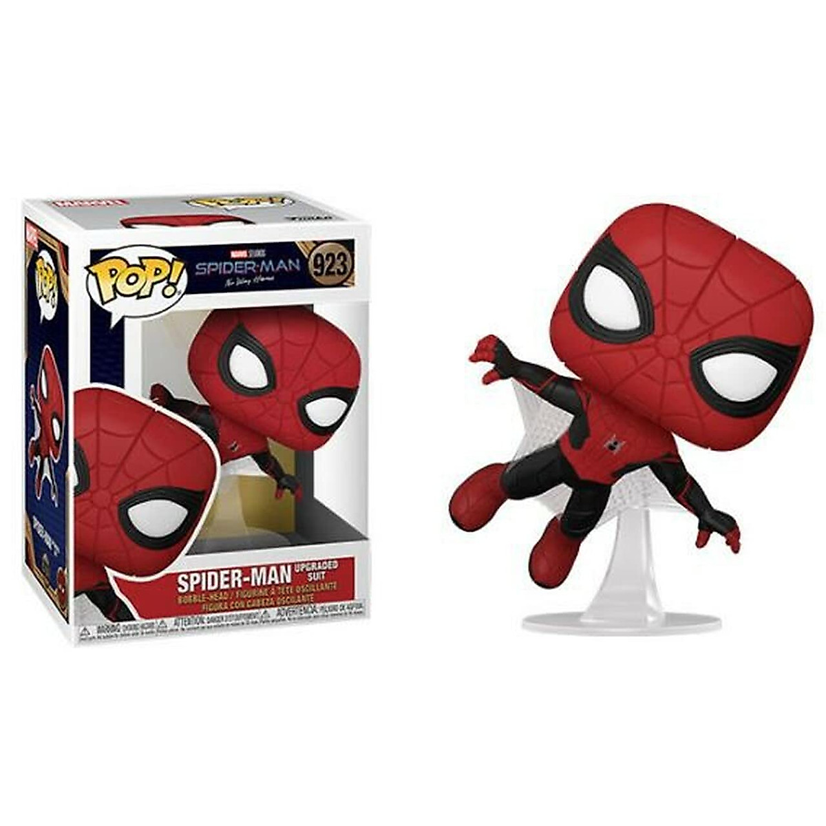 Spider-Man POP Marvel No Way Home in Upgraded Suit Funko Pop! Vinyl Figure (Bundled with Compatible Pop Box Protector Case), Multicolor, 3.75 inches