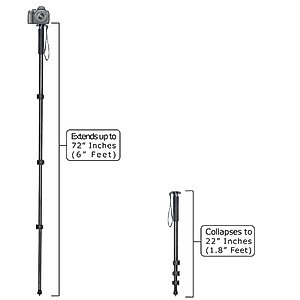 72" Pro Camera Monopod with Quick Release for GoPro HERO1, HERO2, HERO3, HERO3+, HERO4, HERO4 Session, HERO5 Cameras + Tripod Mount + eCostConnection Microfiber Cloth
