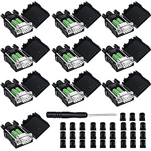 YIOVVOM DB9 Breakout Connector,DB9 Solderless RS232 D-SUB Female Serial Adapters 9-Pin Port White Adapter to Terminal Connector Signal Module with case Set of 10