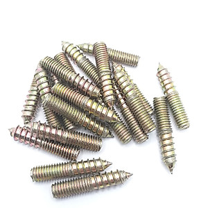Haozheng Hanger Bolt M8x40 Double Headed Bolt Self-Tapping Screw for Furniture 20Pcs Bronze