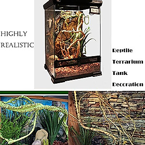 Artificial Bendable Jungle Vines Plants Greenery Bearded Dragon Leopard Crested Gecko Chameleon Lizard Snake Tank Cage Accessories, Plastic Reptile Terrarium Habitat Climbing Leaves Decor for Iguana