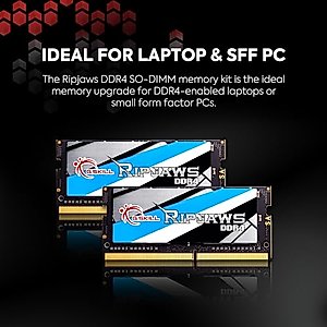 G.SKILL Ripjaws DDR4 SO-DIMM Series DDR4 RAM 32GB (2x16GB) 3200MT/s CL22-22-22-52 1.20V Unbuffered Non-ECC Notebook/Laptop Memory SODIMM (F4-3200C22D-32GRS)