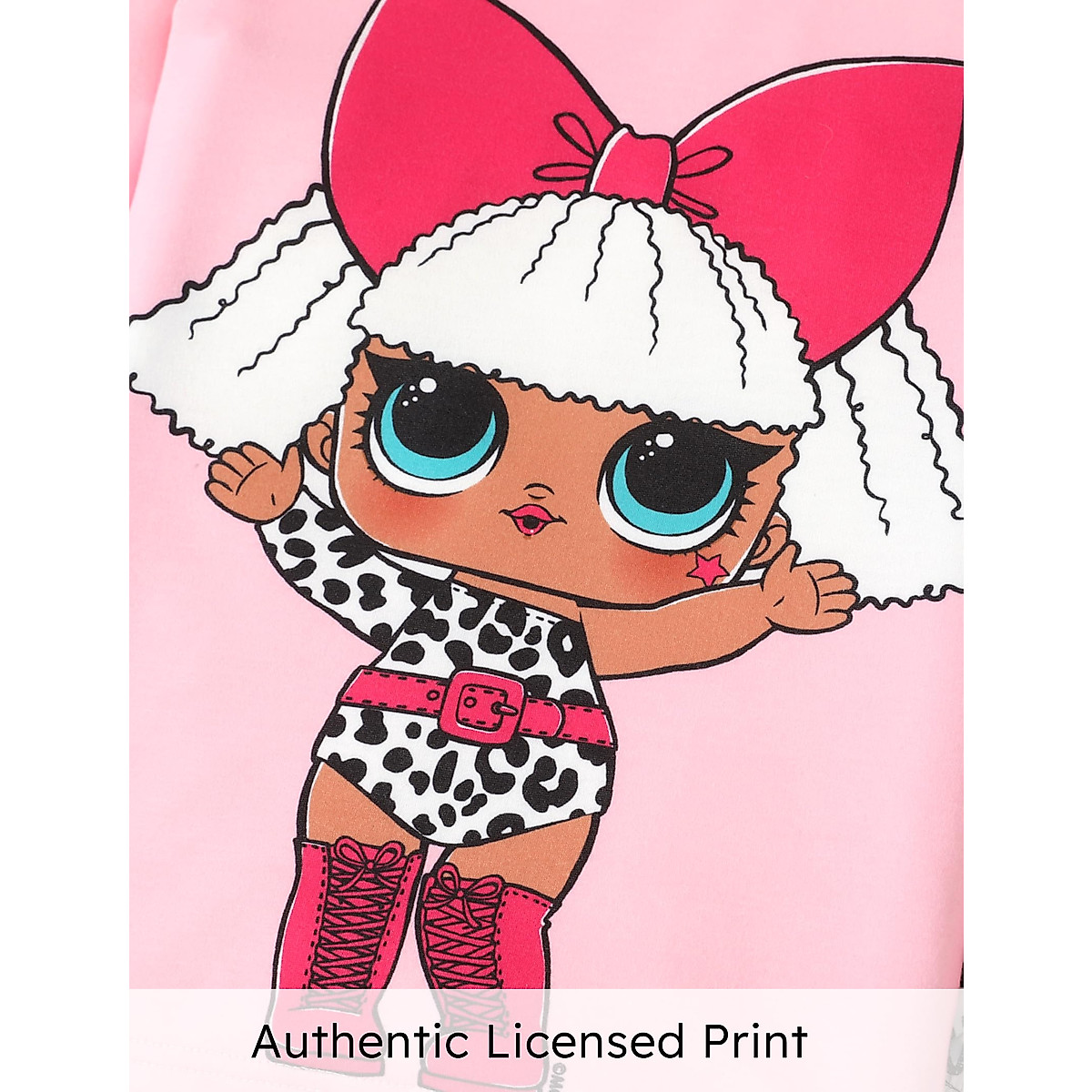 L.O.L. Surprise! Girls 2pcs Print Tee and Leopard Layered Skirt Set Casual Long Sleeve T-shirt and Cake Skirt Party Outfit Pink 5-6 Years