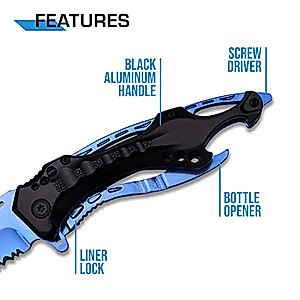 Tac-Force MT-A705BL spring Assisted Tactical Folding Knife, 4.5-inch Closed