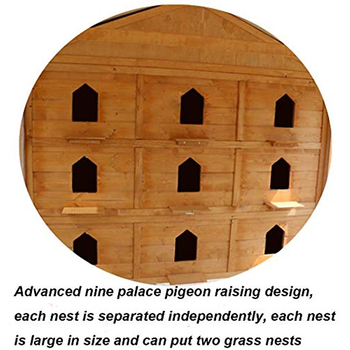 MYES Pigeon Shed, Large Wooden Loft Solid Dove House, Outdoor Pigeon Cage for Household Breeding (9-Nest Box W/Jumping Cage)