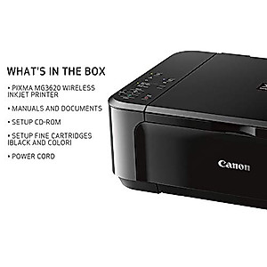 Canon PIXMA MG3620 Wireless All-In-One Color Inkjet Printer with Mobile and Tablet Printing, Black (Renewed)
